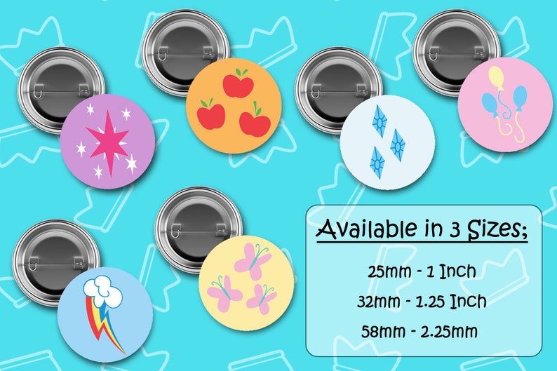 MLP Button Pins Badge Set 3 Sizes Available - Etsy