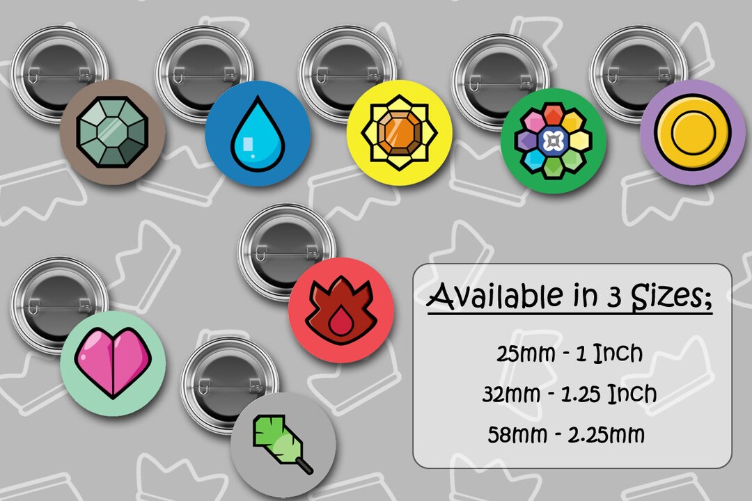 Poke Mon Gen 1 Gym Badges - Badges and Set - 3 Sizes Available - Etsy
