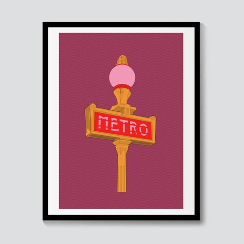 Paris Metro Sign Art Print by Embarcadero Prints - Etsy
