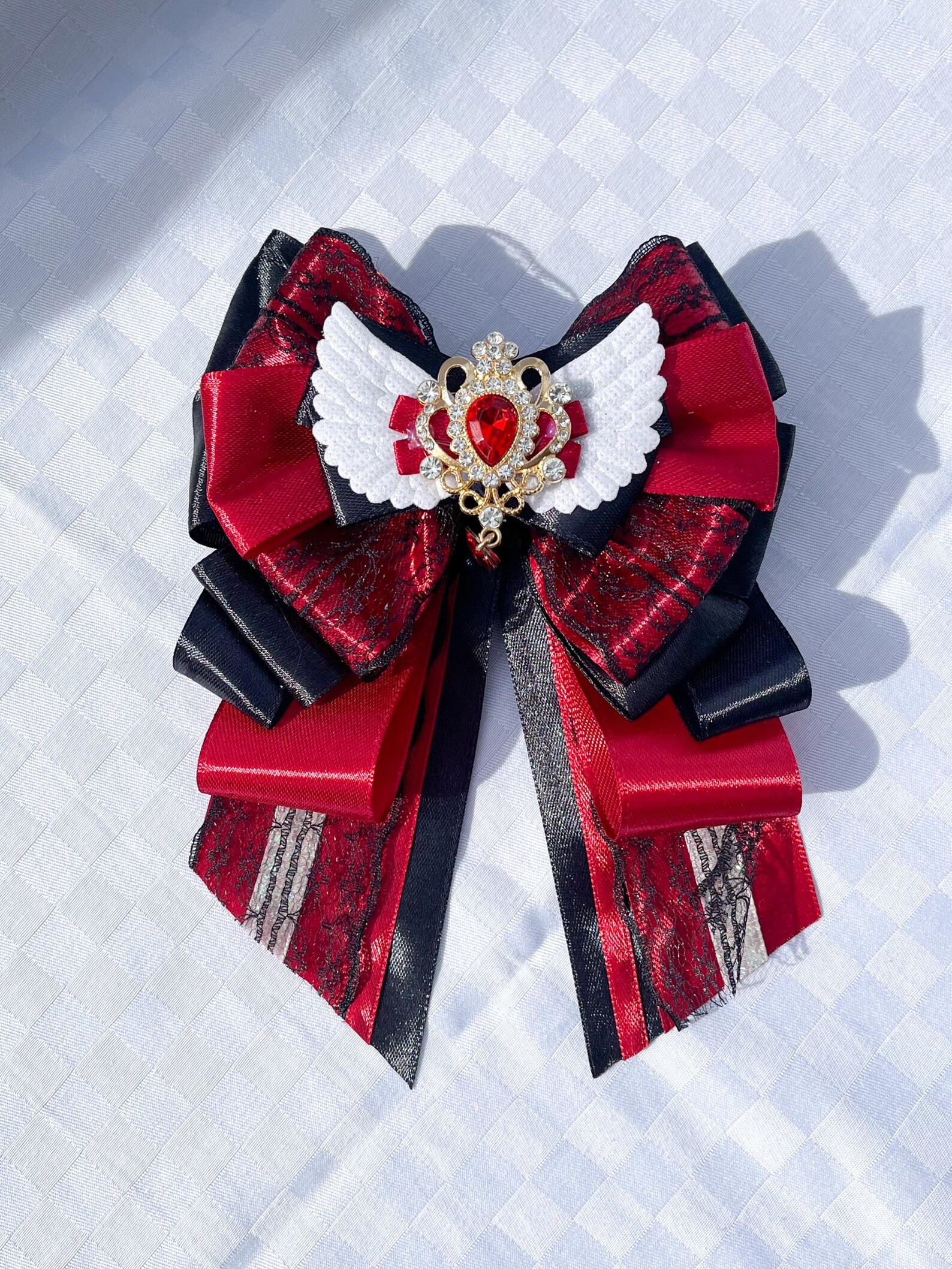 STRAY KIDS Red & Black Lightstick Ribbon Bow, Handmade Ribbon Bow ...