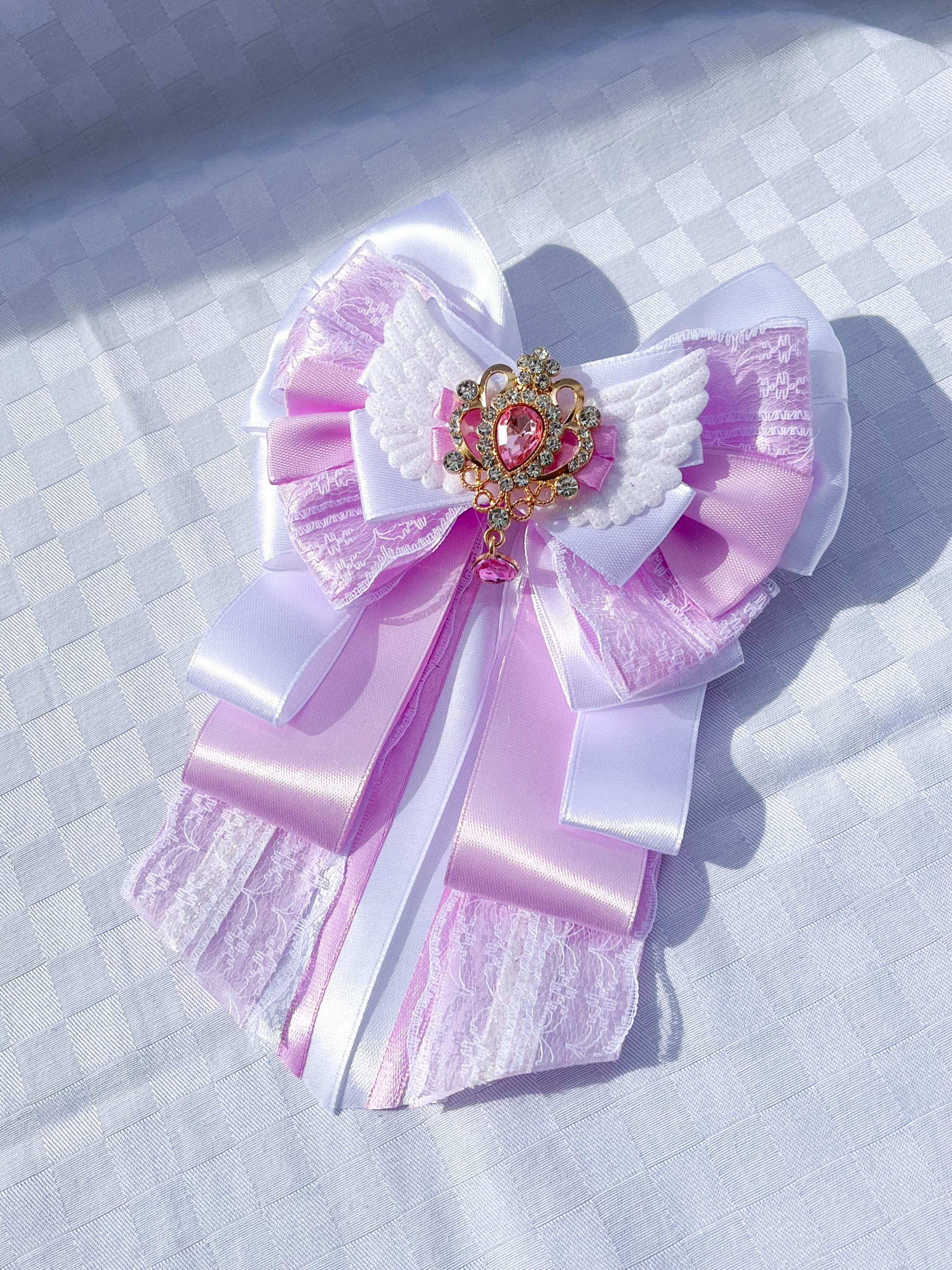 IVE Pastel Pink & White Lightstick Ribbon Bow, Handmade Bow, Lightstick ...