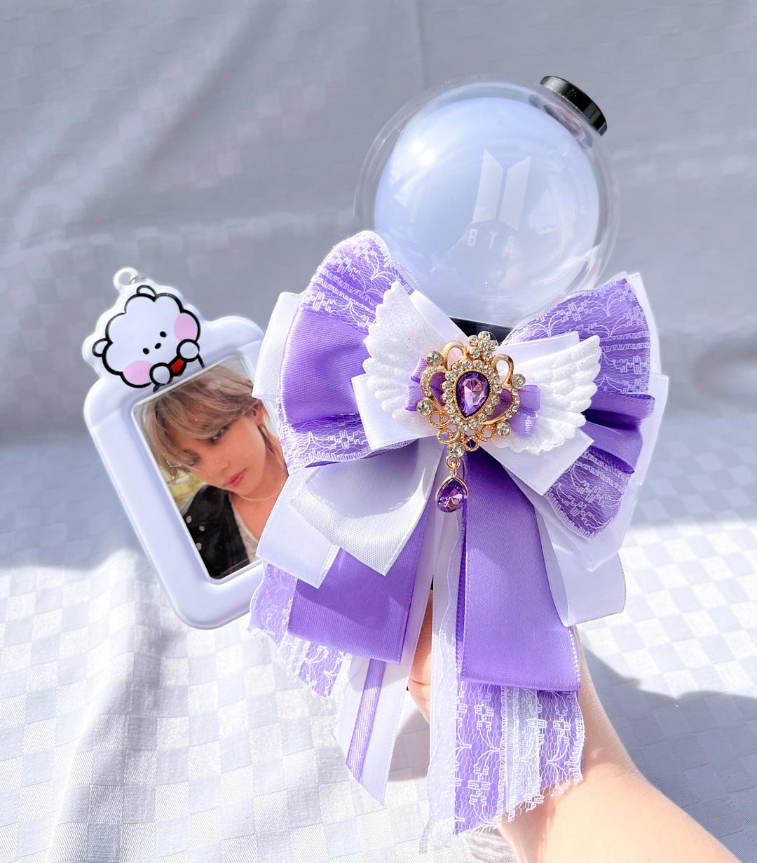 BTS Pastel Purple Lightstick Ribbon Bow, Handmade Ribbon Bow ...