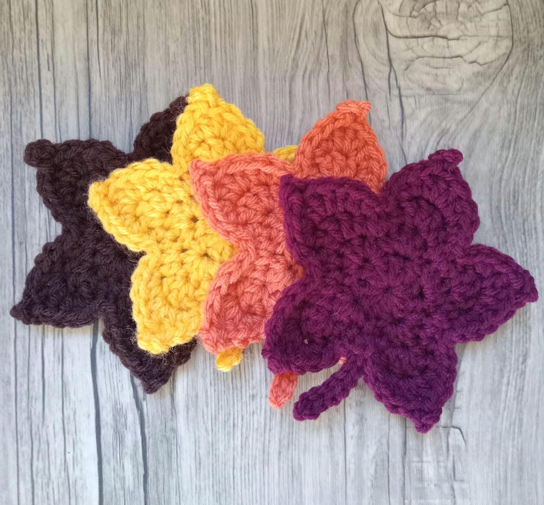 Fall Maple Leaf Crochet Coasters, Set of 4 - Etsy