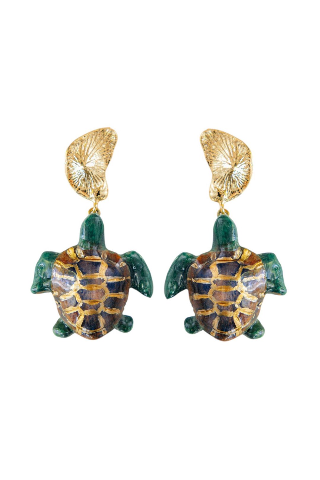 CARETTA D'oro-turtle Clay Earrings - Tropical Plumeria, Handmade ...