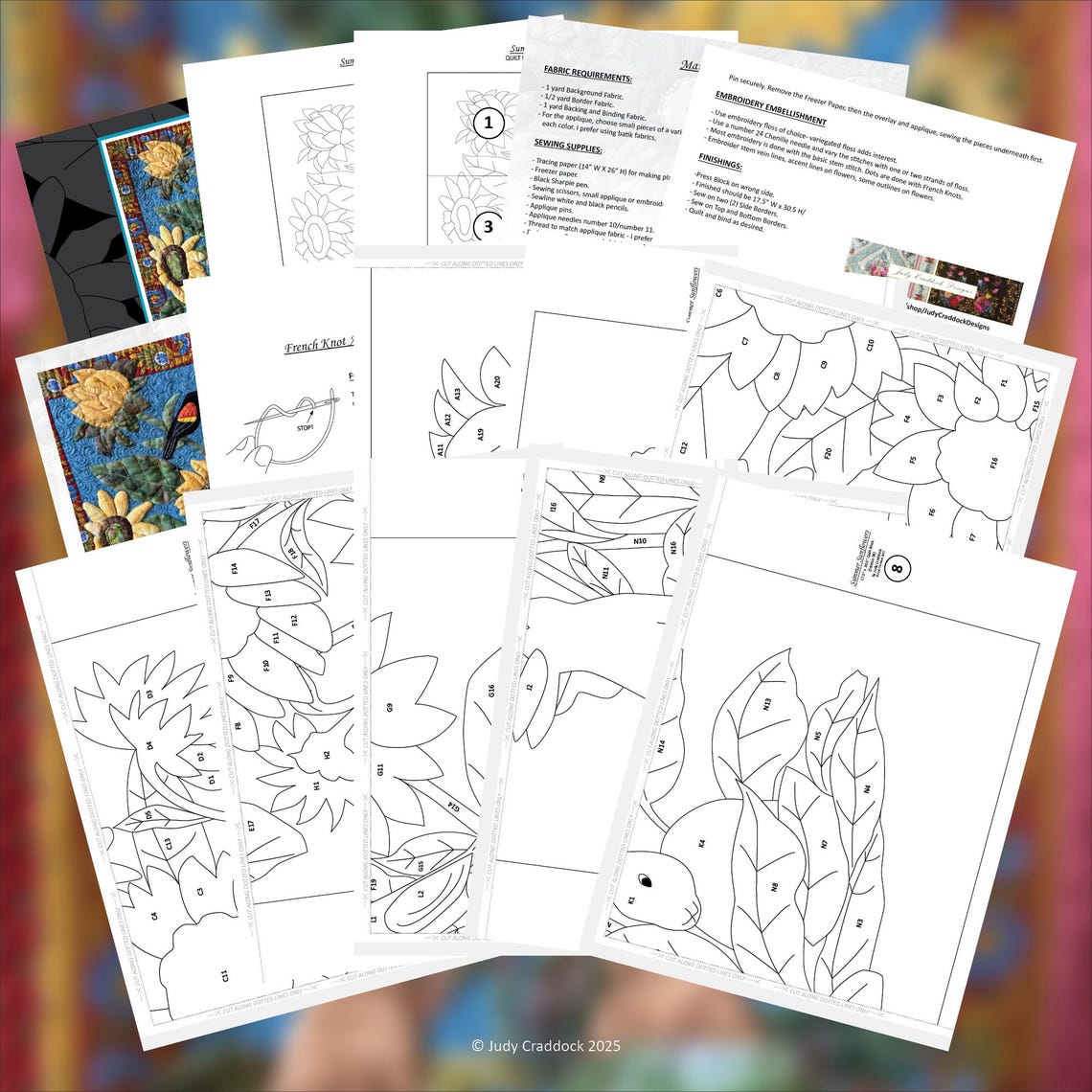 Summer Sunflowers PDF Appliqué Pattern - Etsy