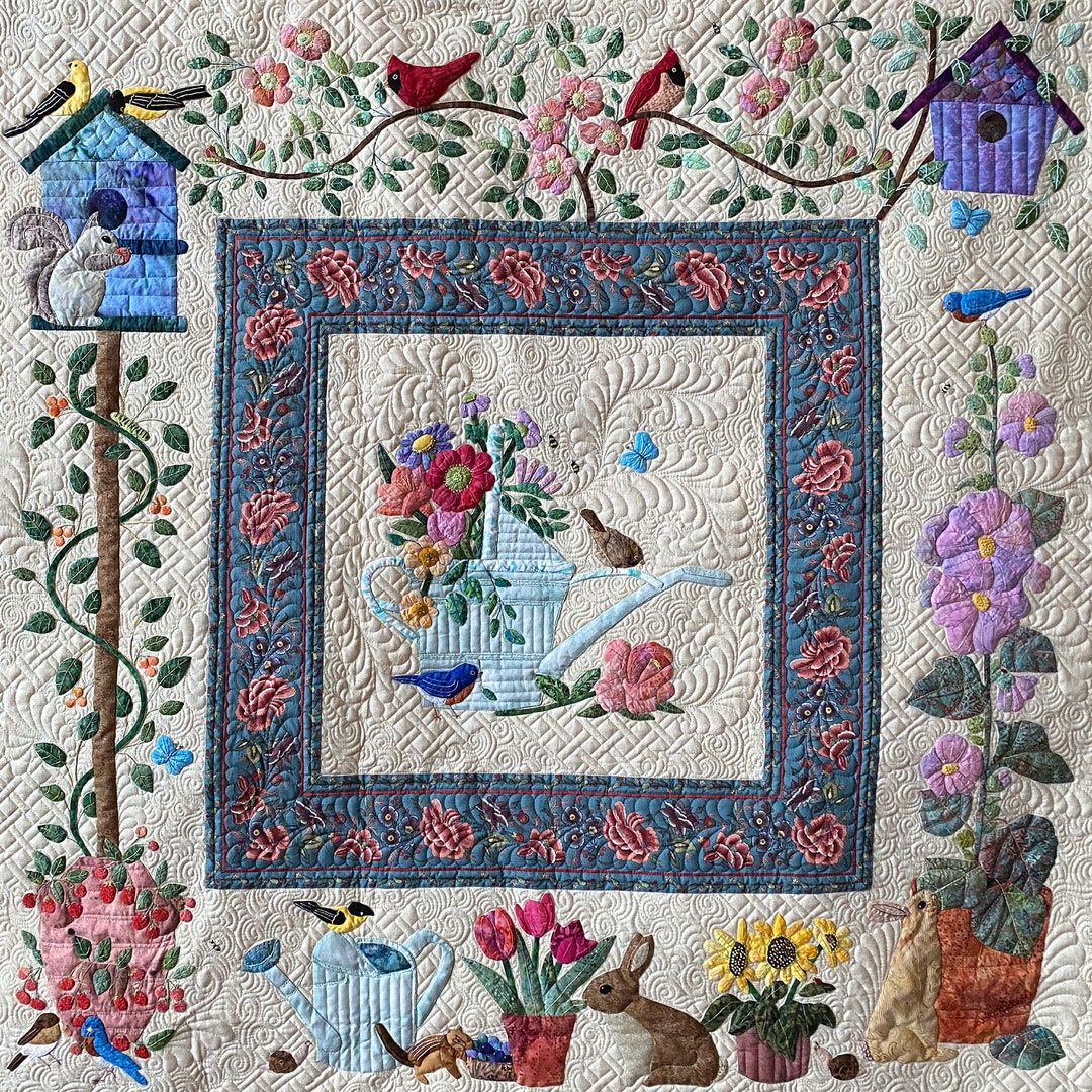 Garden Party PDF Appliqué Complete Quilt Pattern - Etsy