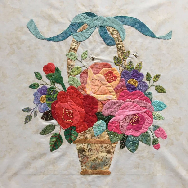 Rose Basket PDF Appliqué Pattern - Etsy