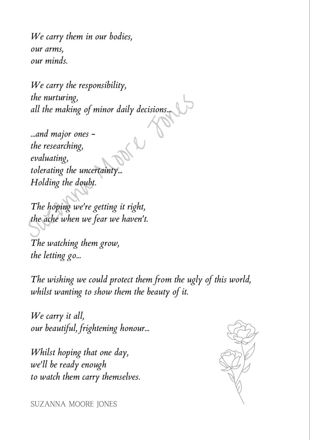 We Carry Them A4 Printable Poem - Etsy UK