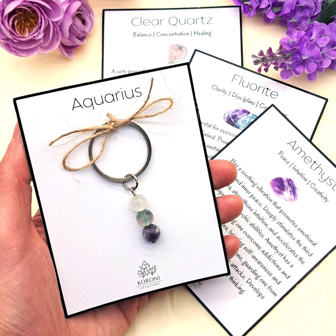 AQUARIUS Keychain, Zodiac Constellation Keychain, Zodiac Sign Keychains ...