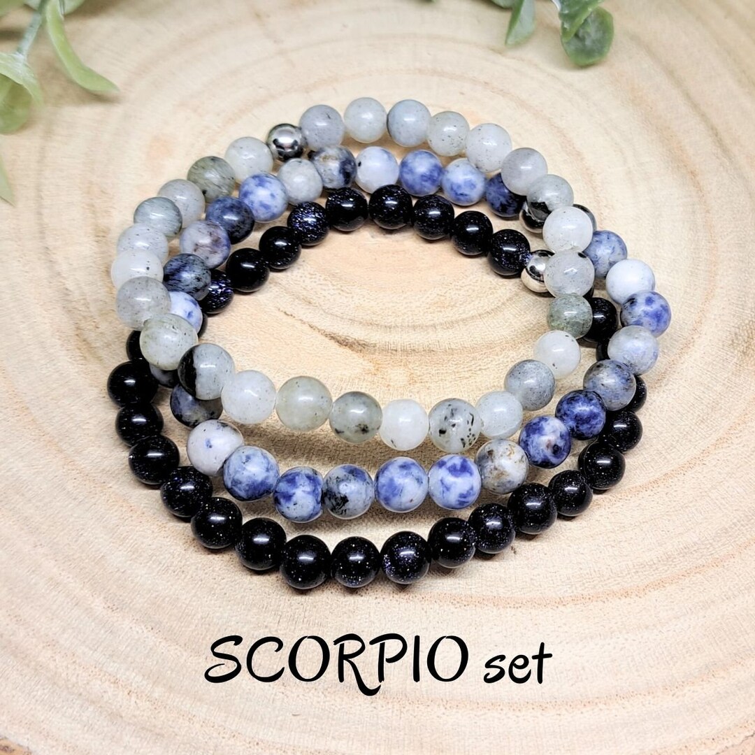 SCORPIO Zodiac Bracelets, Crystals for Scorpio, Birthstone Jewelry Set ...