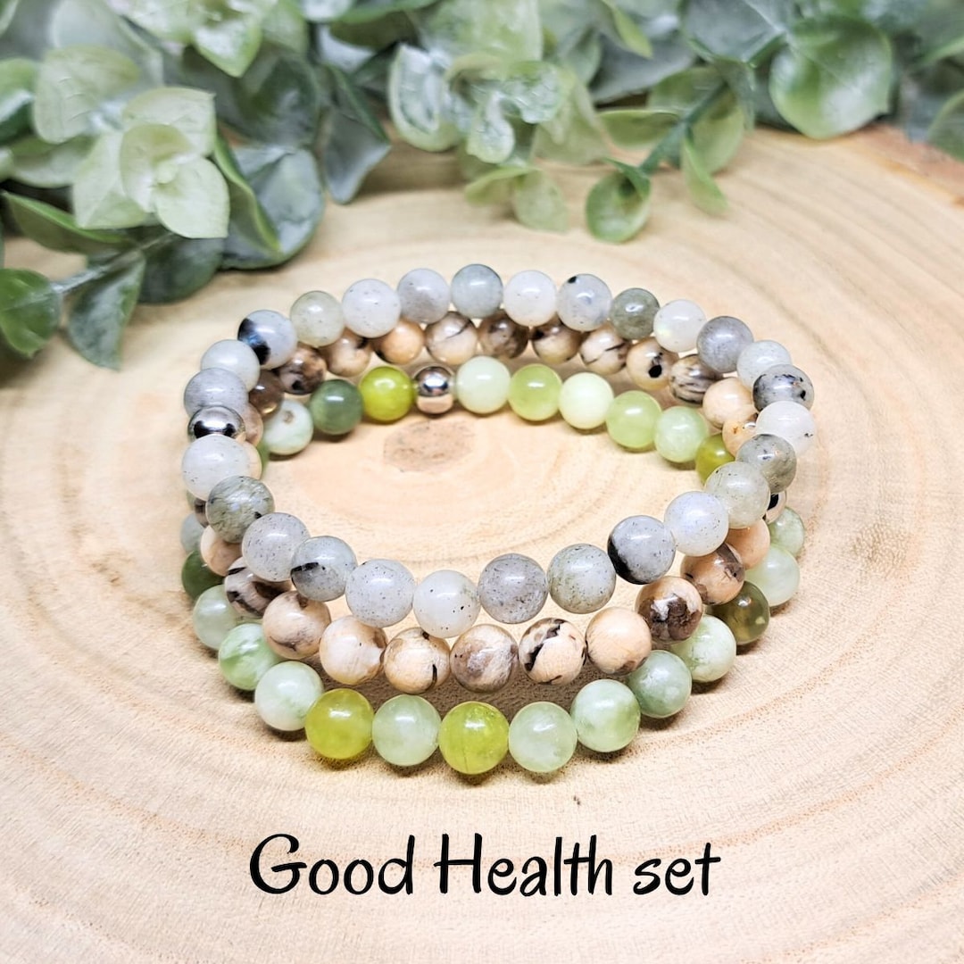 GOOD HEALTH Bracelets Set, Healing Gemstones Bracelets, Gift for Mental ...