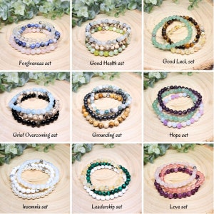 Healing Crystal Bracelet Sets Beaded Gemstone Bracelets for Women ...