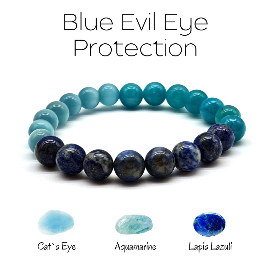 Evil Eye Crystal Bracelet, Evil Eye Protection Bracelet, Triple Protection Bracelet, Negative ...