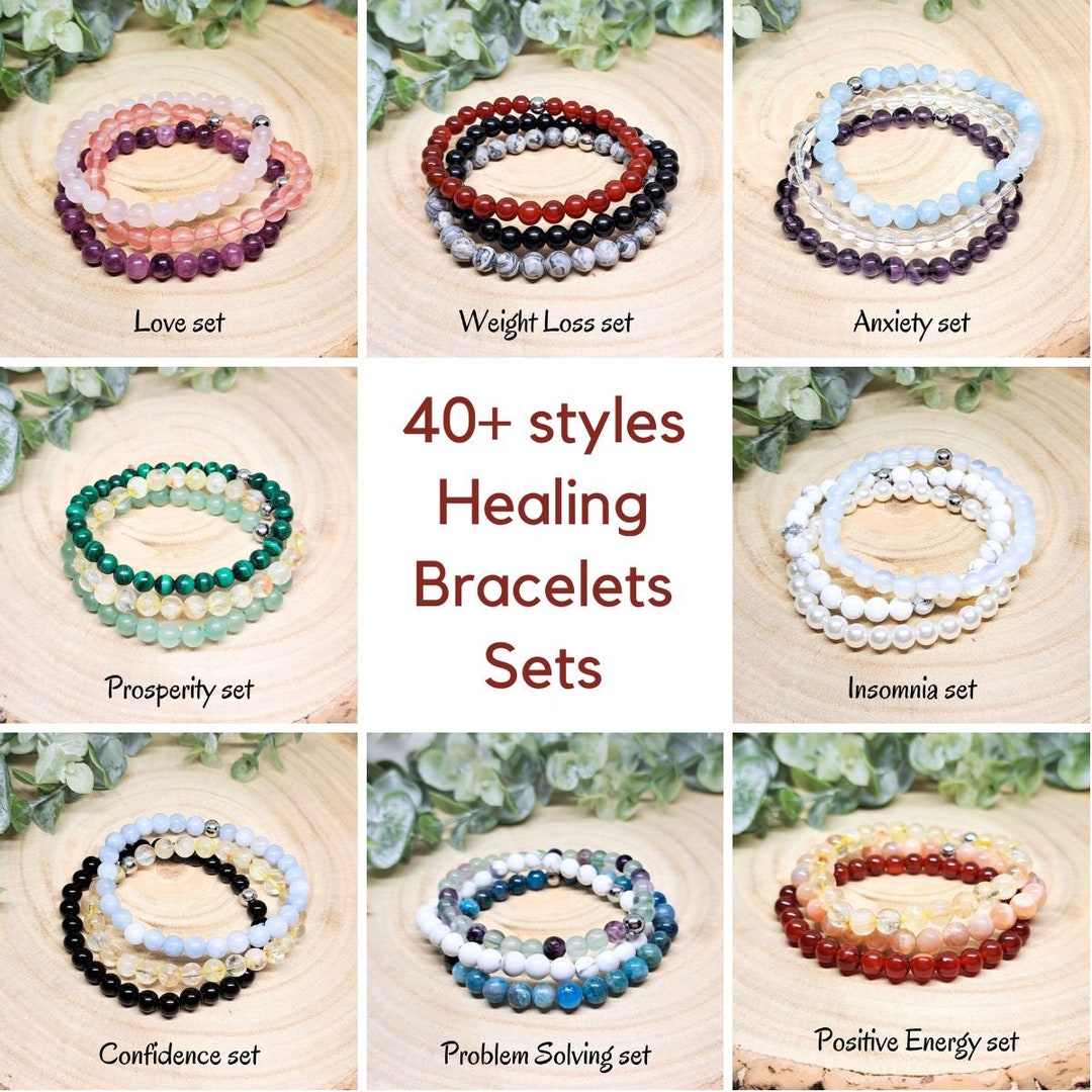 Healing Crystal Bracelet Sets Beaded Gemstone Bracelets for Women ...