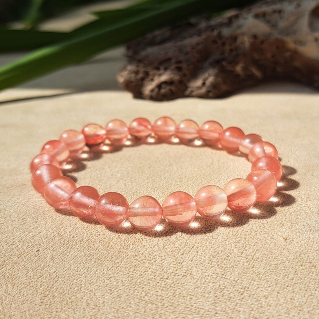 Strawberry Quartz Bracelet for Women, Strawberry Quartz Beaded Bracelet ...