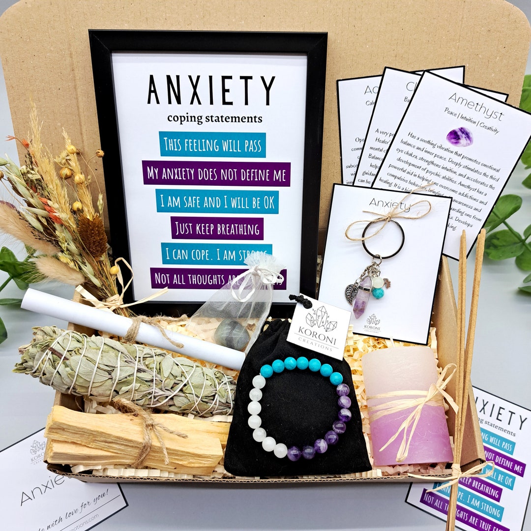 ANXIETY Gift Box, Anxiety Relief Gift, Anxiety Crystal Bracelet, Anti ...
