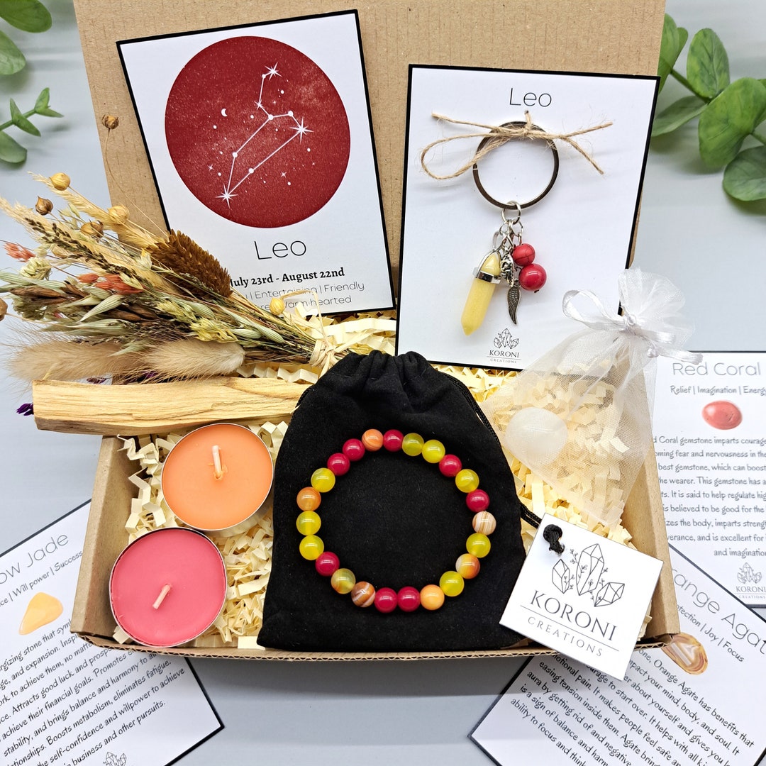 LEO Zodiac Set, Leo Birthday Gift Box, Leo Birthstones Set, Zodiac ...