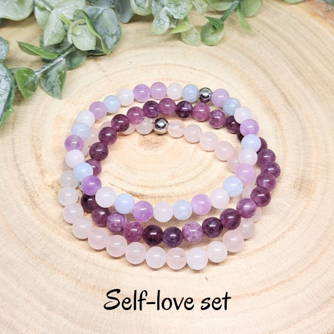 SELF LOVE Bracelet Set for Women Self Care Energy Crystal Bracelets for ...