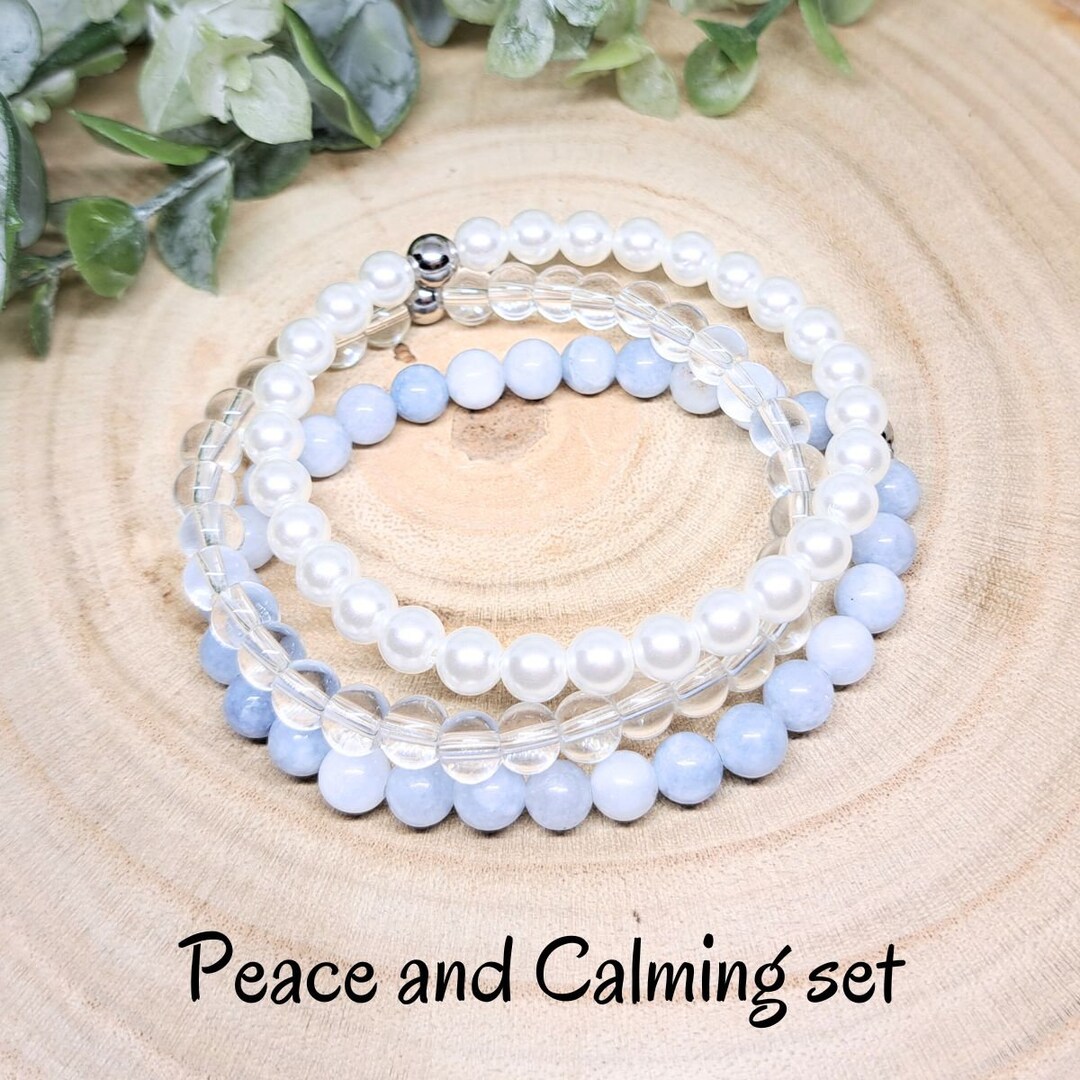 Inner PEACE & CALMING Bracelet Set, Stress Relief Bracelets, Crystals ...