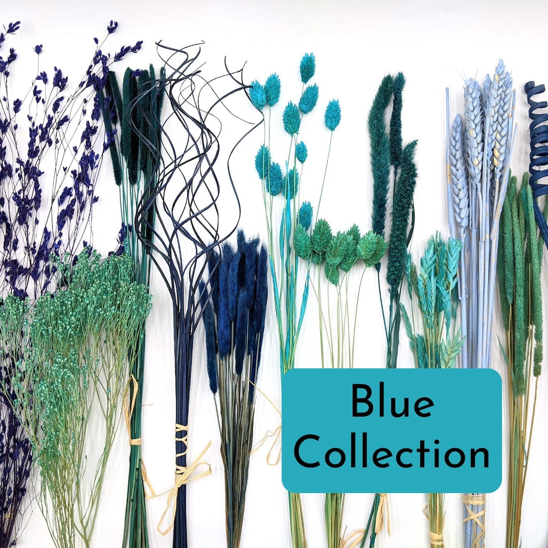 Blue Dried Flowers, Blue Flowers for Arranging, Blue Artificial Flowers ...