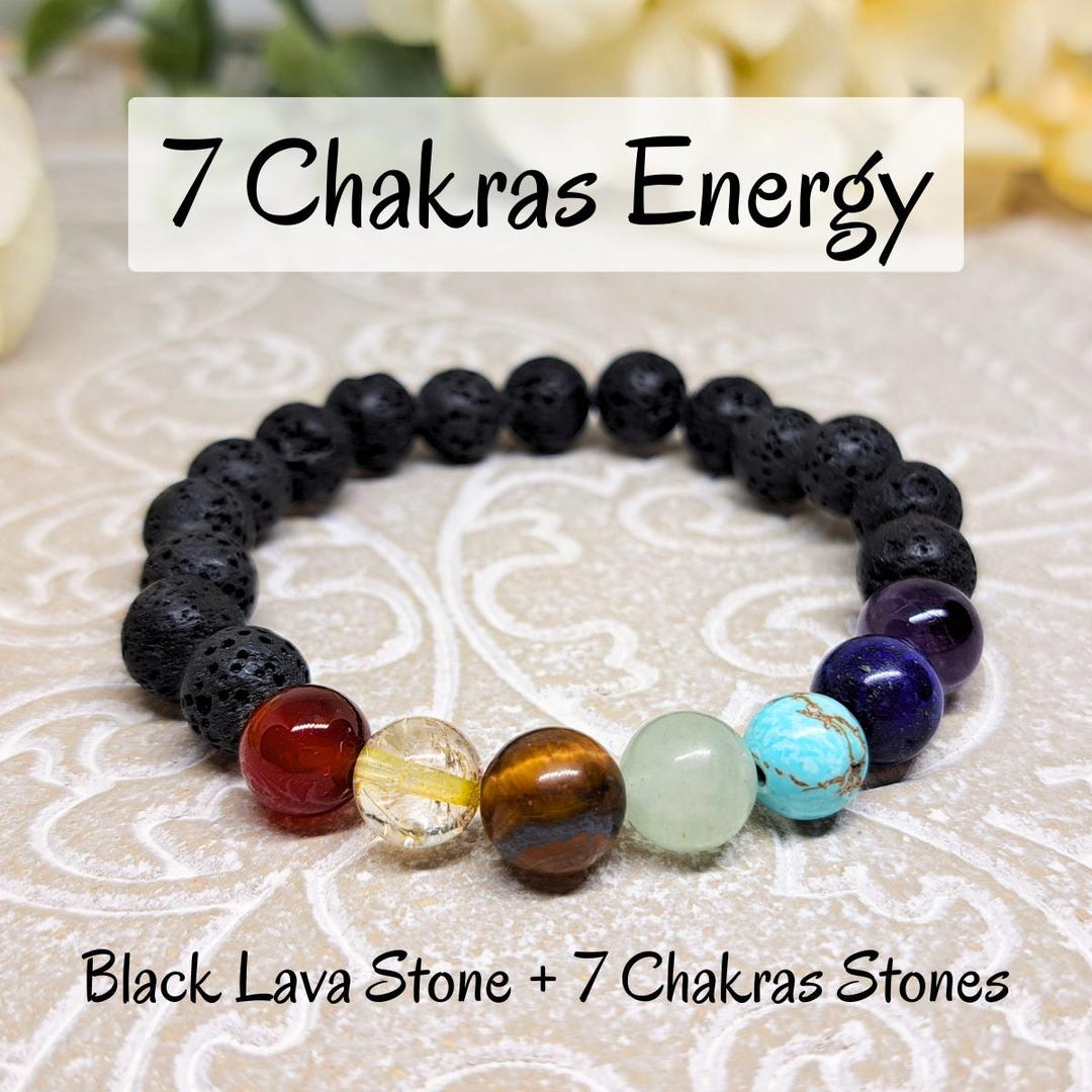 7 Chakras Energy Bracelet, 7 Chakras Healing Crystals Bracelet, Gift ...