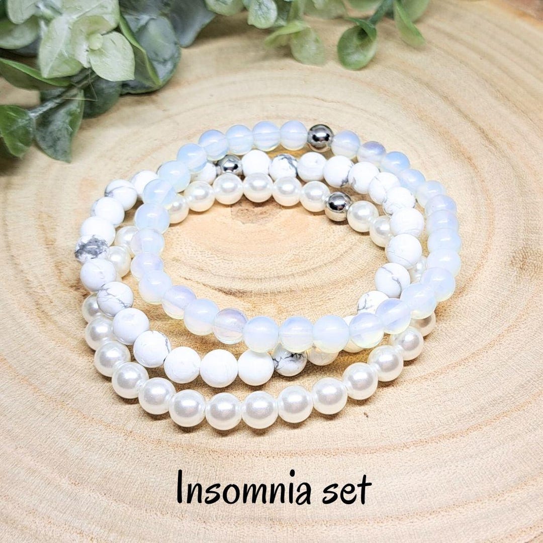 INSOMNIA Support Gemstones Bracelets, Energy Crystals for Good Sleep ...