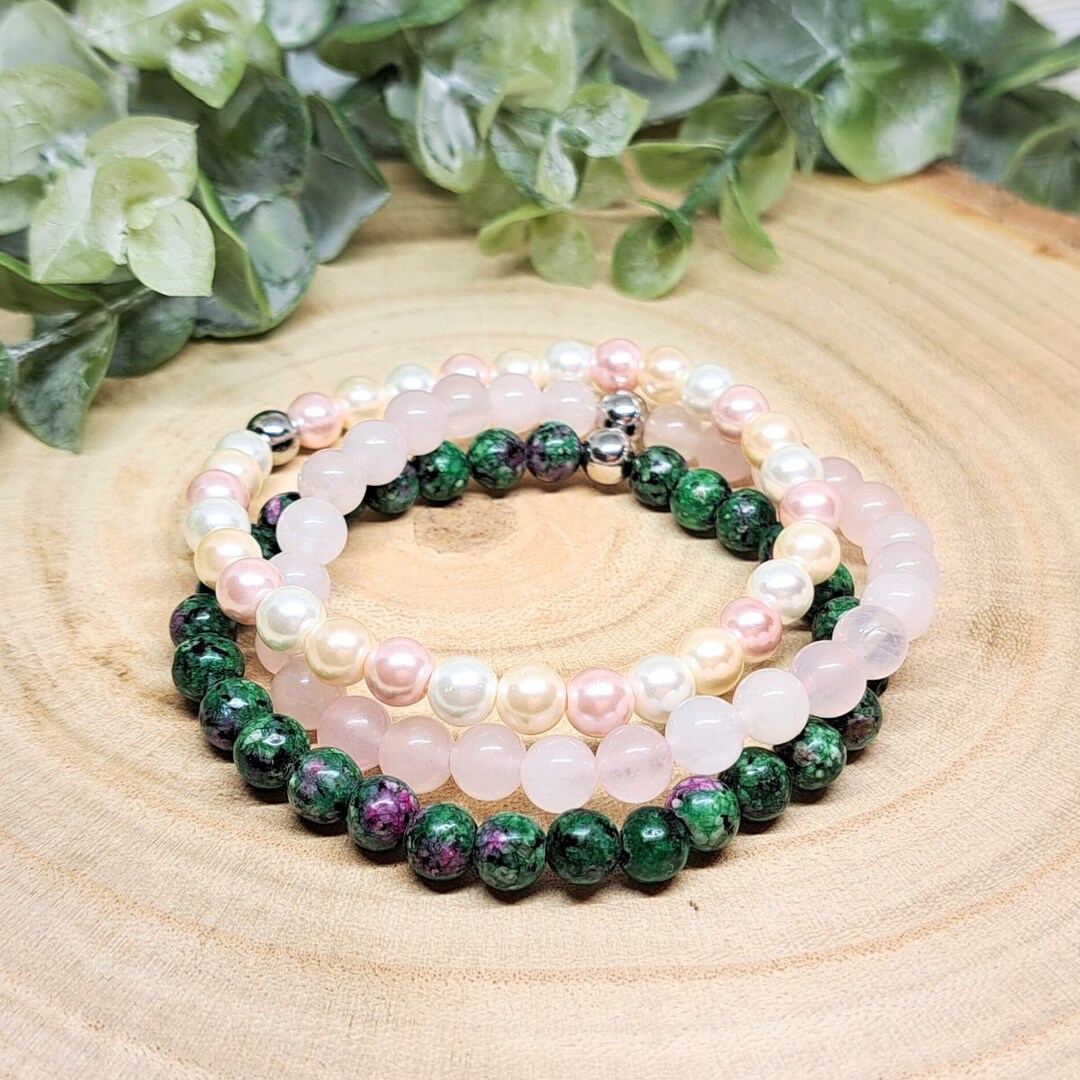 FERTILITY Bracelet Set, Pregnancy Crystals Bracelets, Dainty Fertility ...