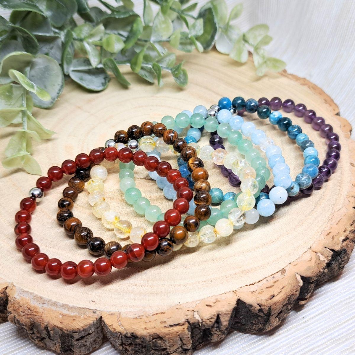 7 Chakras Energy Crystal Bracelets Full Set, 7 Stone Bead Bracelets for ...