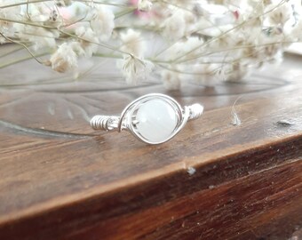 Moonstone Ring Wire Wrapped Rings Crystal Ring Crystal - Etsy