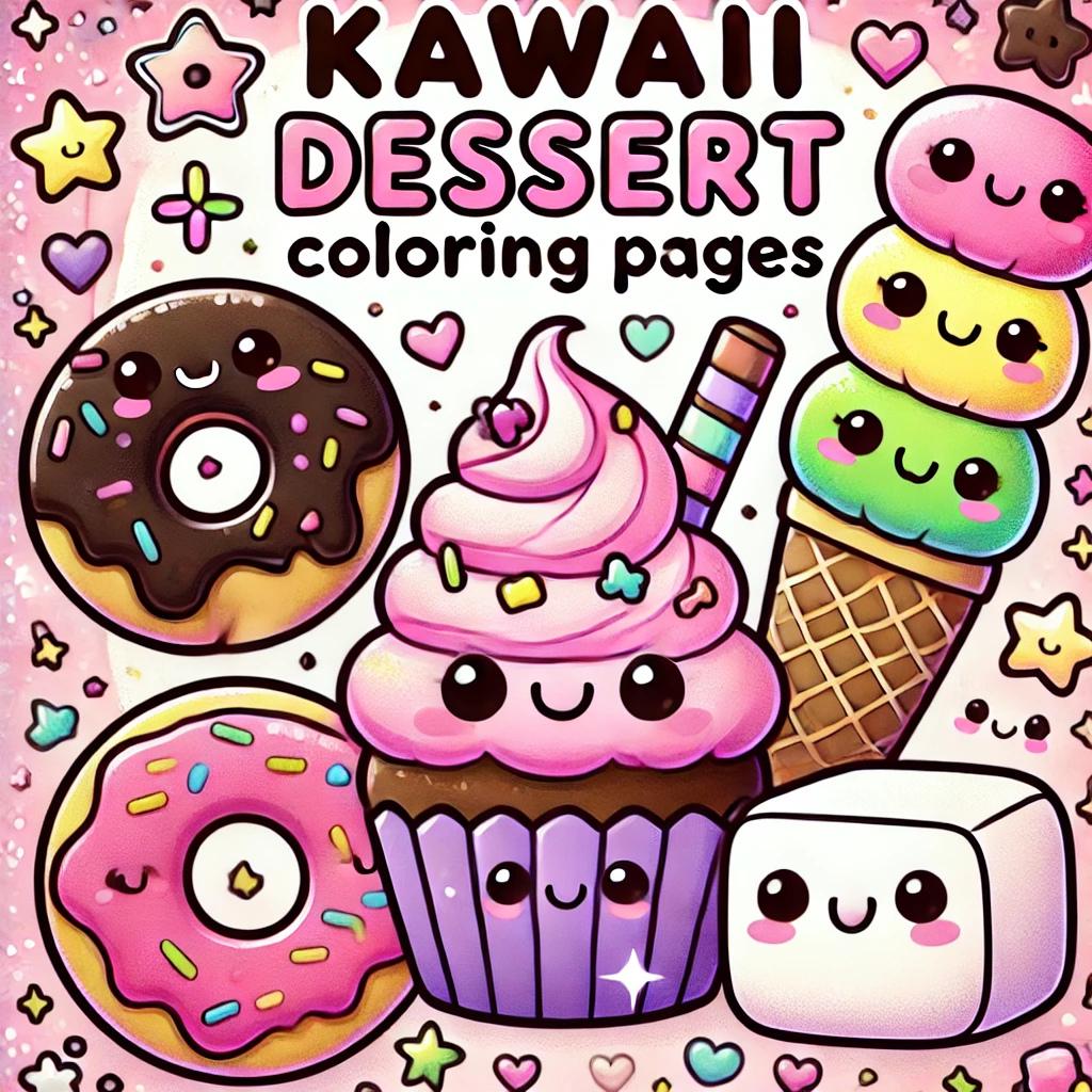 Kawaii Dessert Coloring Book Pages - Cute Coloring Book - Variety of ...
