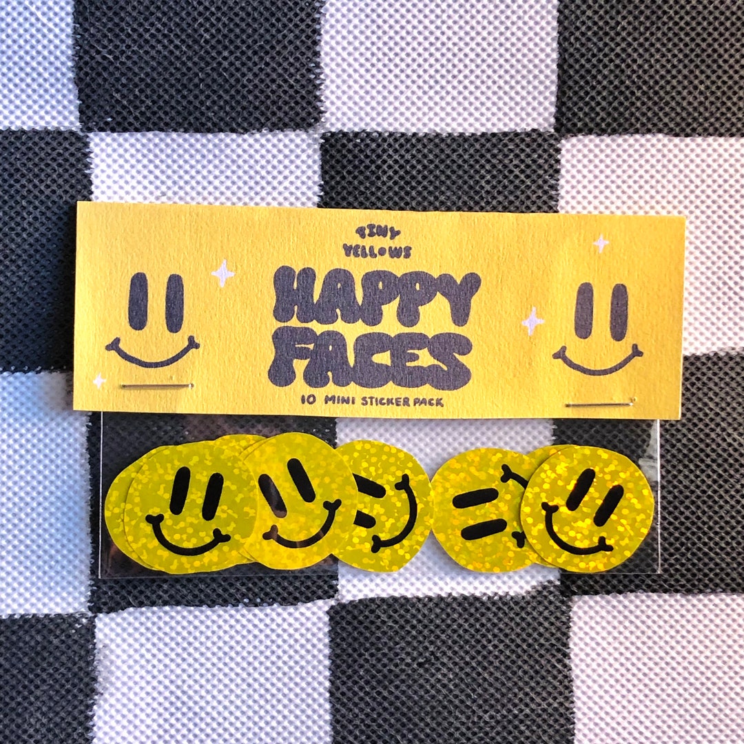 Tiny Glitter Happy Faces Sticker Pack | 10 Mini Stickers - Etsy