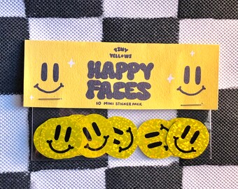 Glitter Happy Face Stickers - Etsy