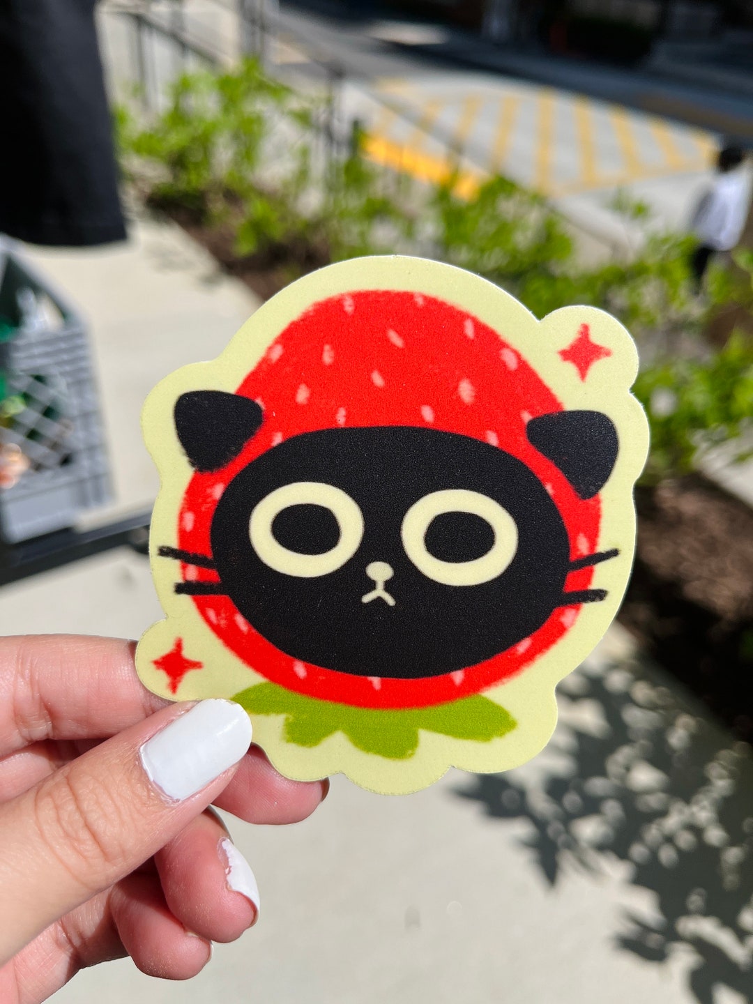Strawberry Cat Matte Vinyl Sticker - Cute Sticker - Original Artwork ...