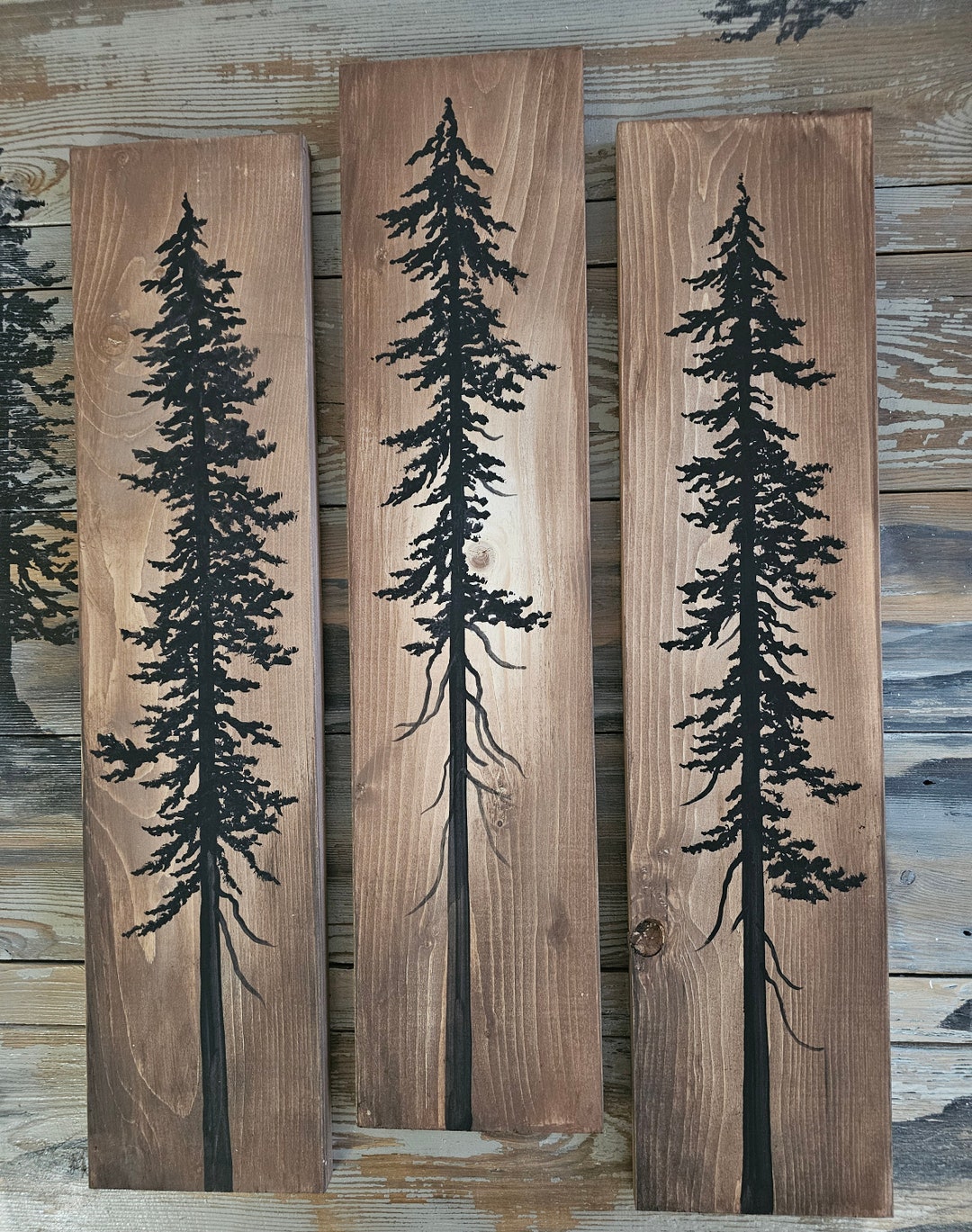 Handmade Sitka Tree Wood Wall Art, Set of 3 - Etsy UK