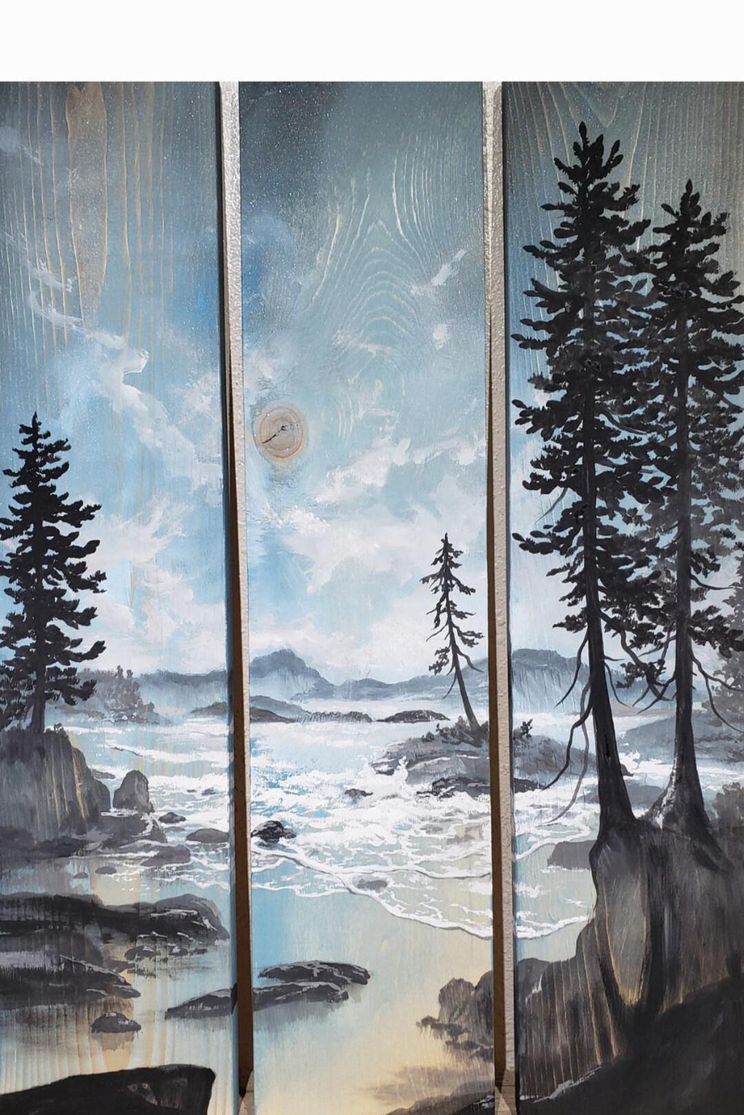 Wood Wall Art Seascape Night Sky Decor Set of 3 (custom Made to Order ...