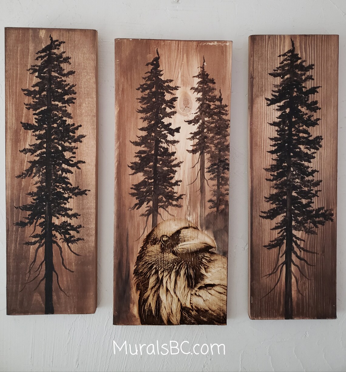 Handmade Original Raven Wood Wall Art Decor Handmade on - Etsy