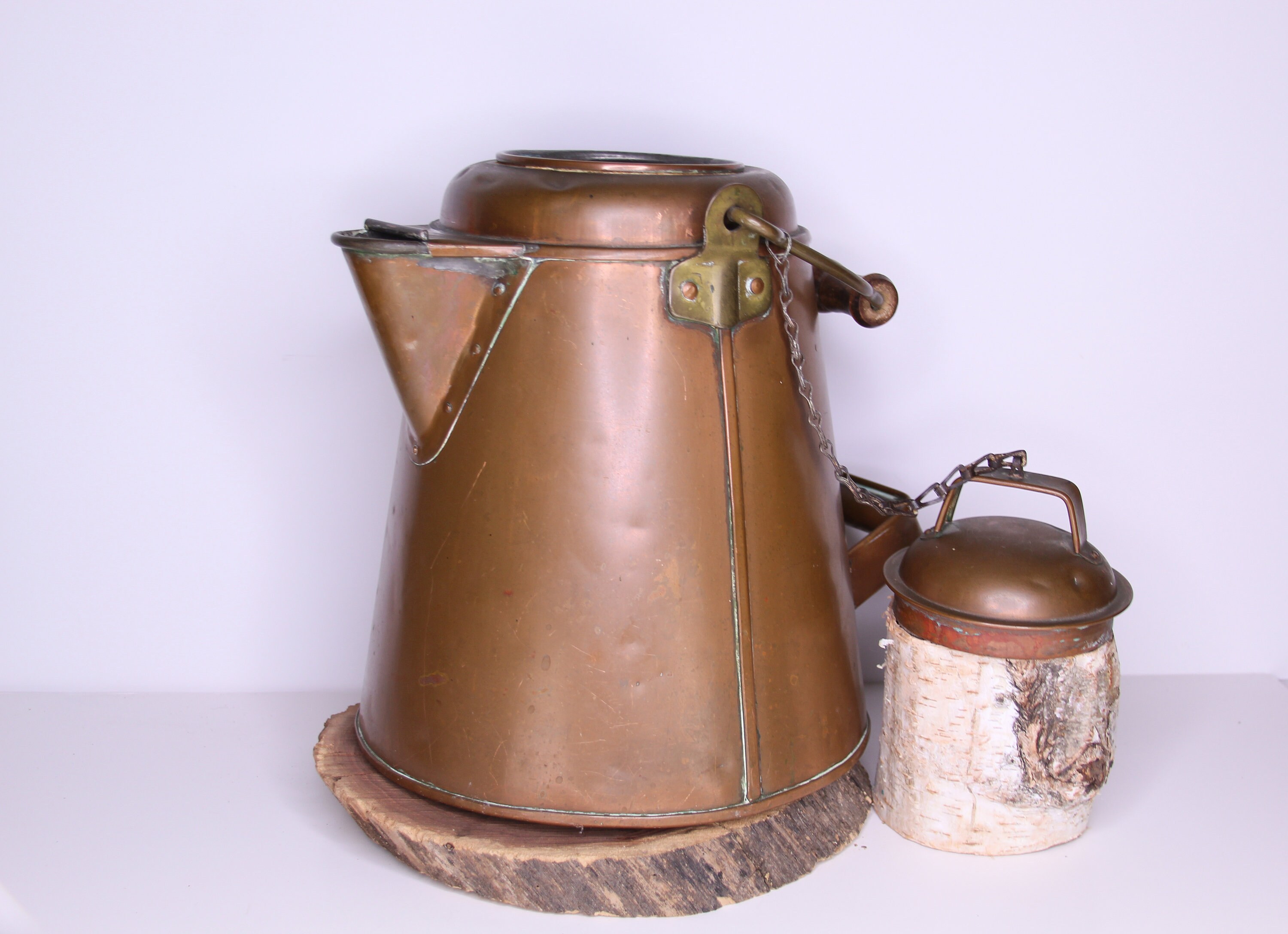 Antique 19th Century Copper Campfire Kettle, 14 Tall Civil War Era ...