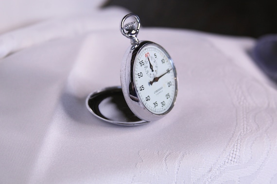 Junghans 7 Jewels Chrome Pocket Stop Watch, Round 7 J… - Gem