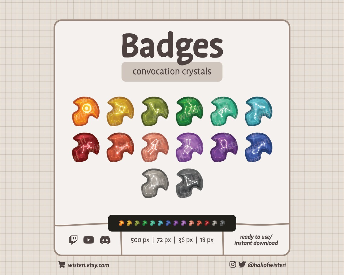 Convocation Crystal Badges FFXIV Inspired Twitch, Youtube, Discord 14 ...