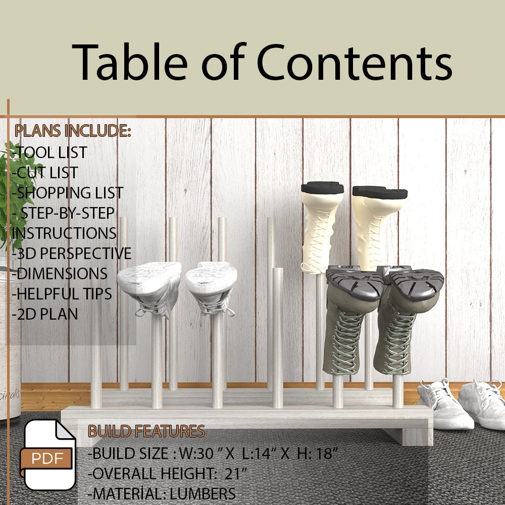 DIY Welly Boot Rack Plan Rustic Wooden Boot Organizer Digital ...