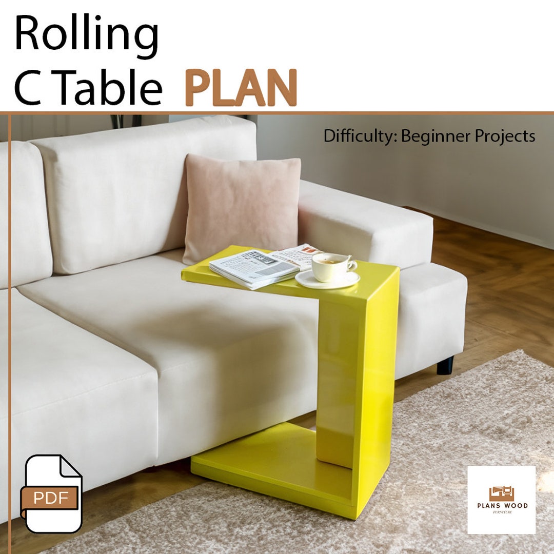 Modern Rolling C-shaped End Table / Sofa Table Stylish & Functional - Etsy