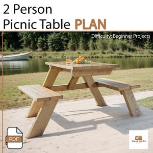 Handcrafted 2-person Wooden Picnic Table Compact & Durable Outdoor ...