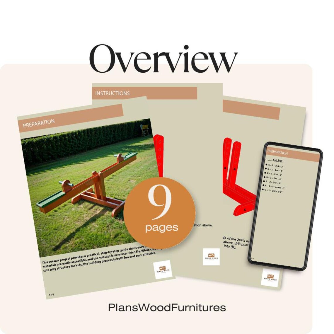 Digital Product Wooden Seesaw Plans Step-by-step Instructions ...