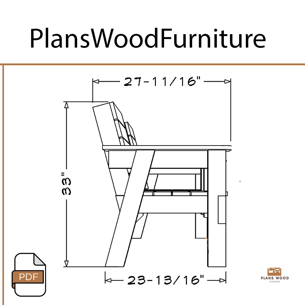 DIY Double Chair Bench With Table Plans Digital Download PDF - Etsy