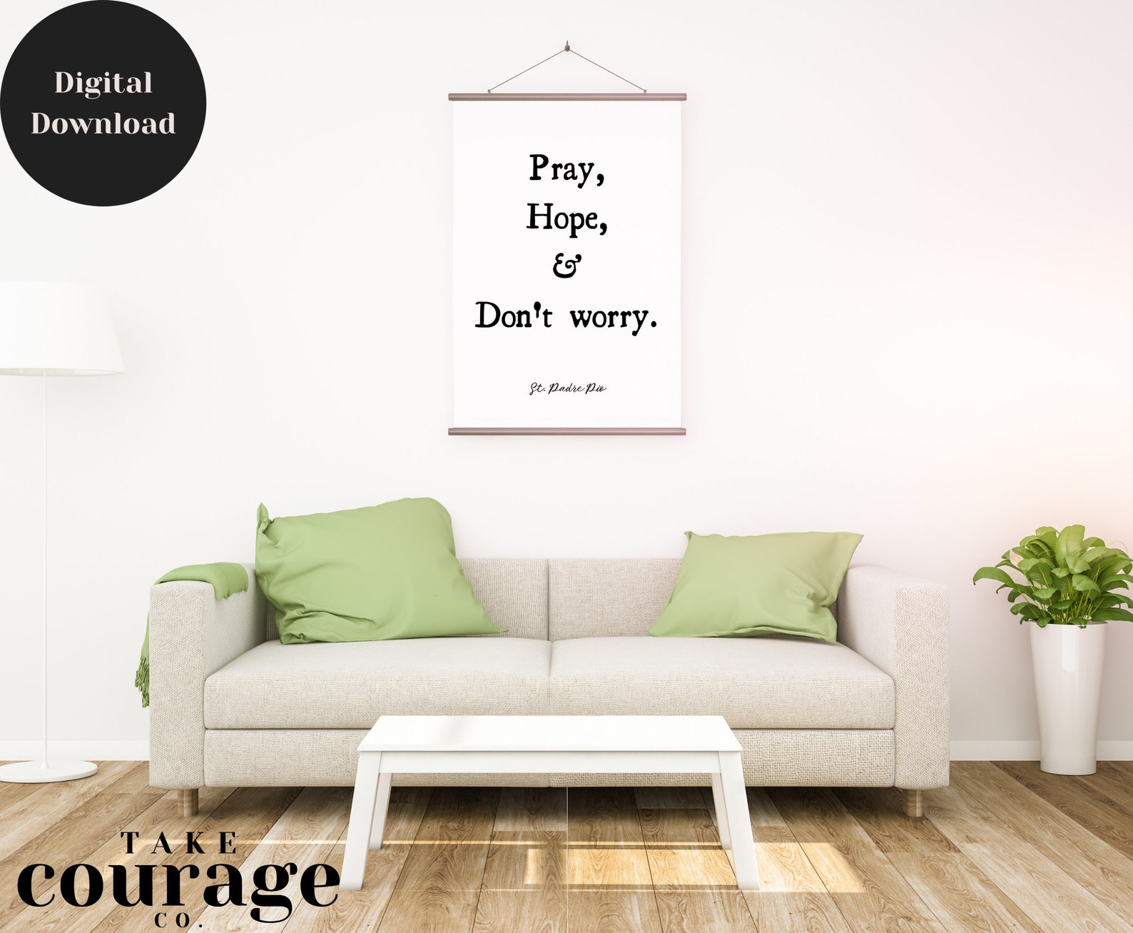 Pray, Hope & Don't Worry | St. Padre Pio Quote | Christian Wall Art ...