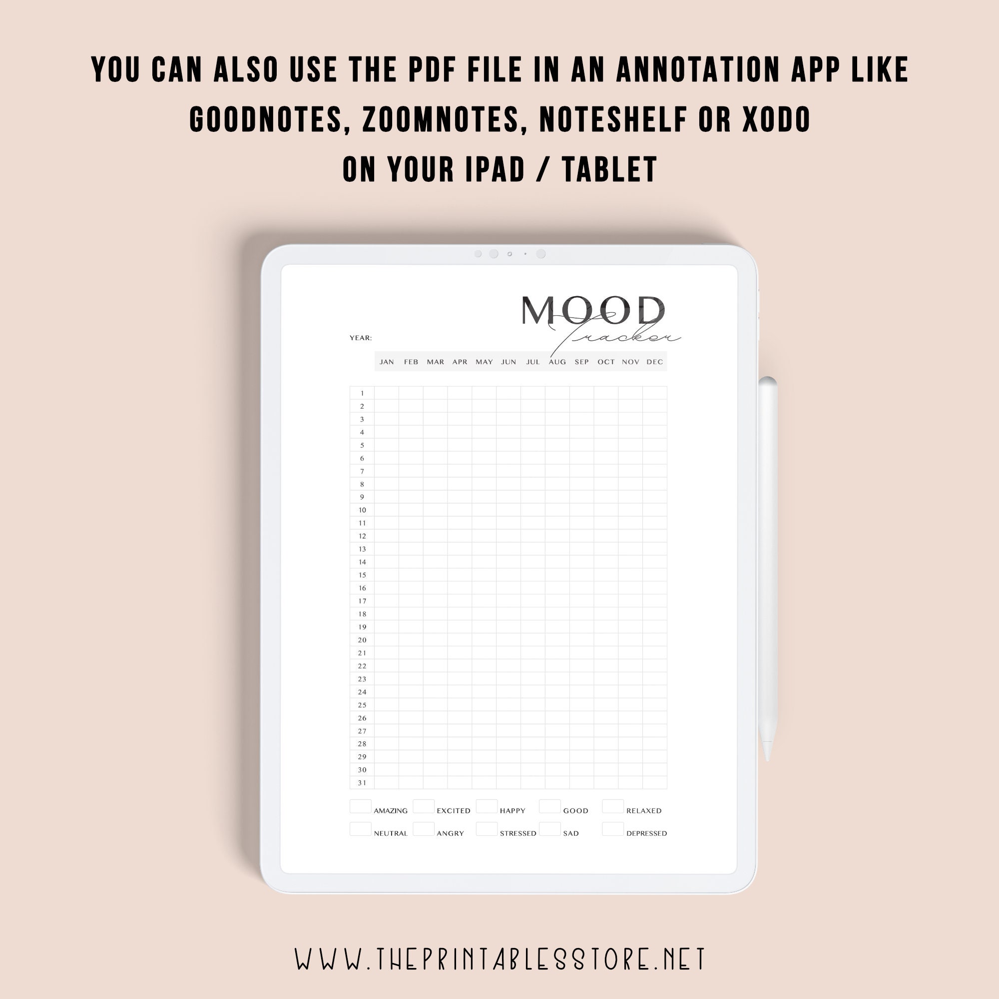 Mood Tracker Printable, Daily Mood Journal, Mental Health Tracker, Mood ...