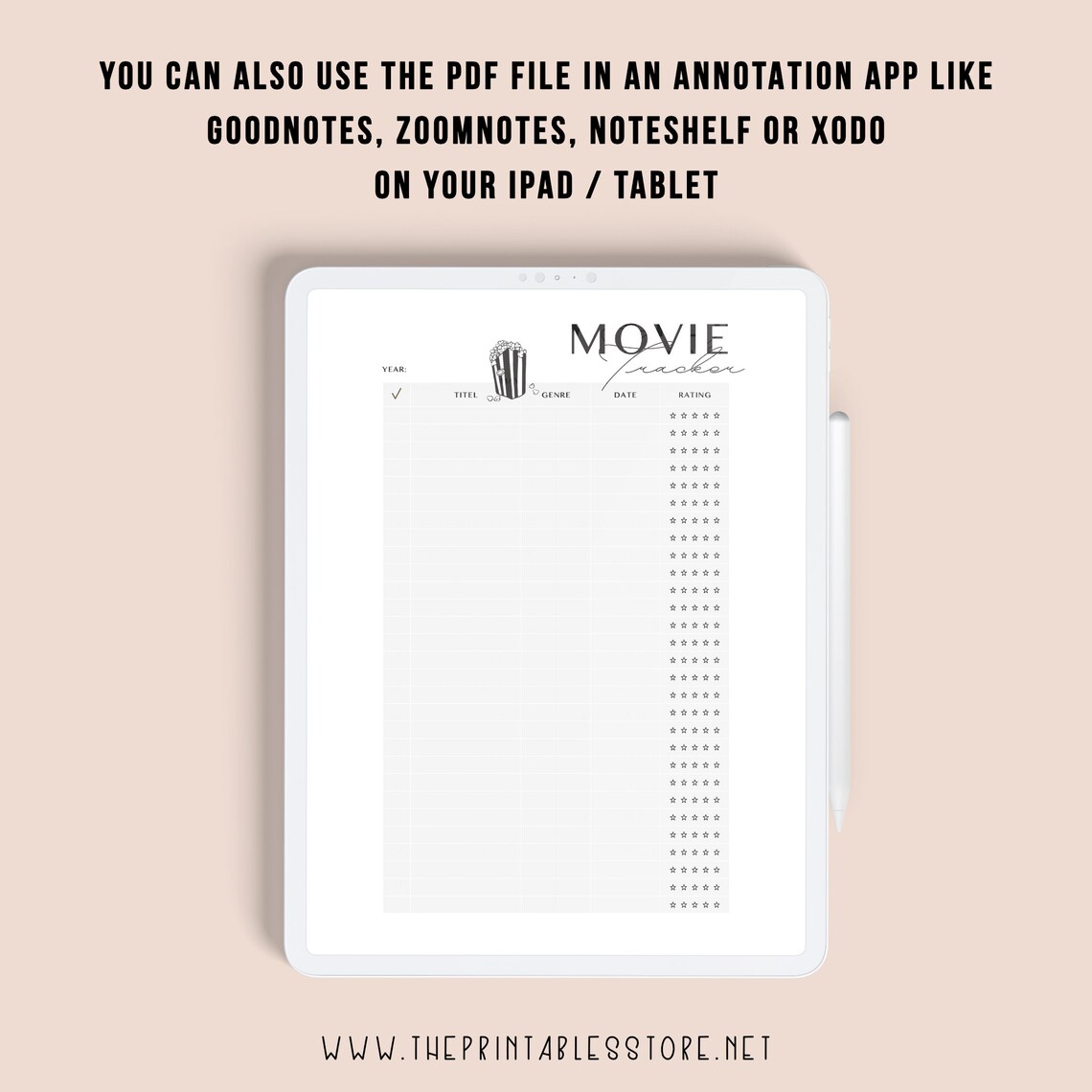 Movie Tracker Printable, Movie Journal, Movie Night, Movie Themed Gifts ...