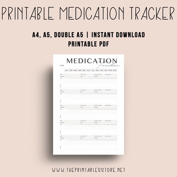 Medication Tracker Printable Medical Planner Medicine List | Etsy