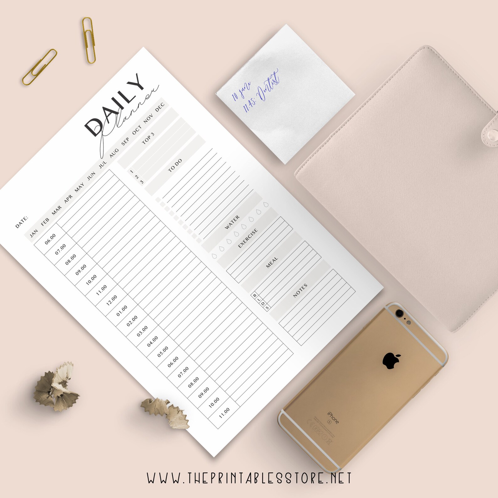 Minimal Printable Daily Planner A5, Daily Journal Template, Daily Time ...