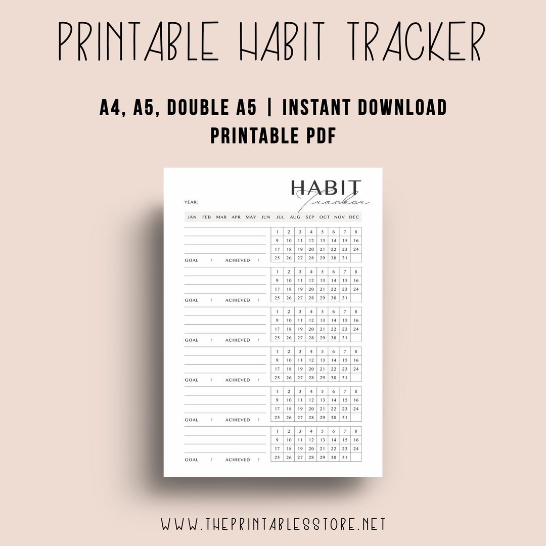 Daily Habit Tracker Printable, Habit Journal, Habit Tracker Template ...